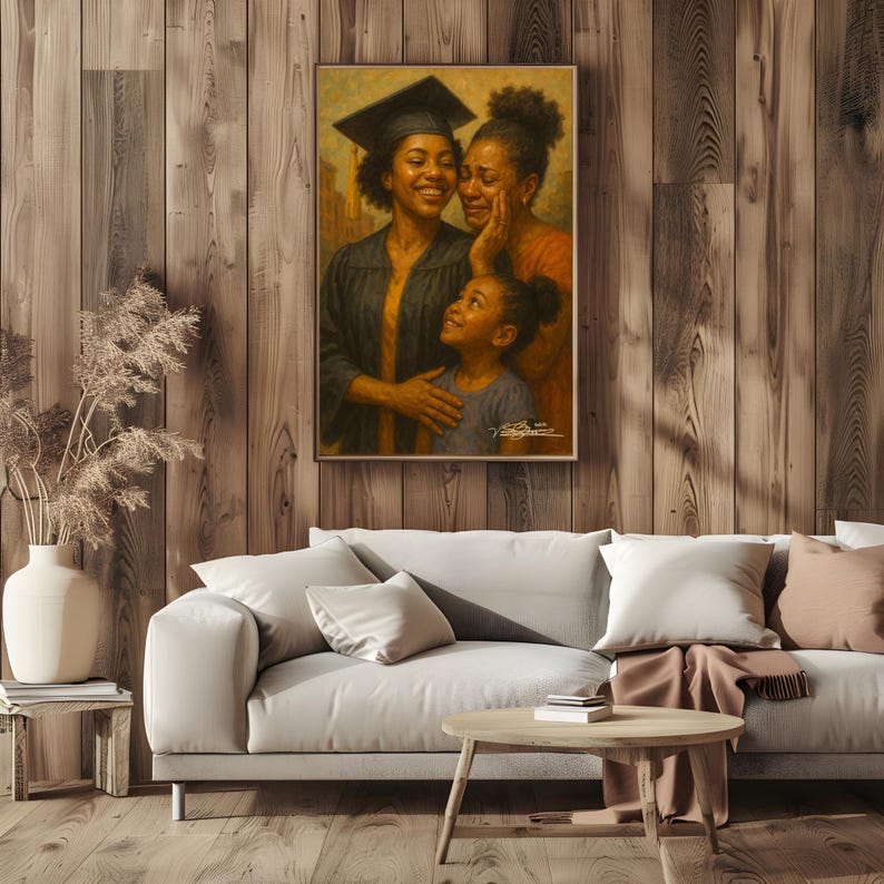 Vintage African American Graduation Day Family Artwork, Graduation ...