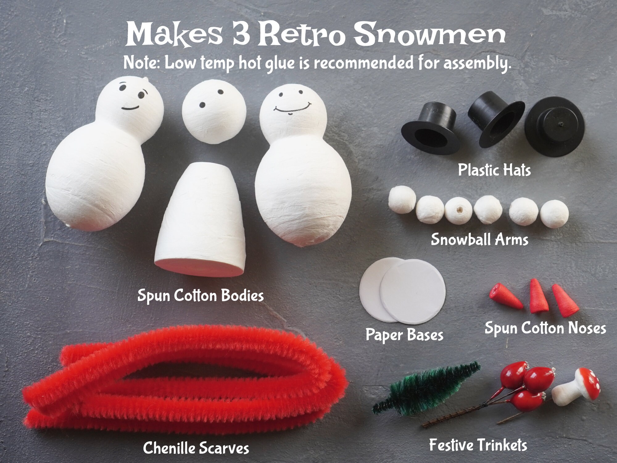 Snowman Craft Kit - DIY Spun Cotton Snowmen Christmas Decorations - Etsy