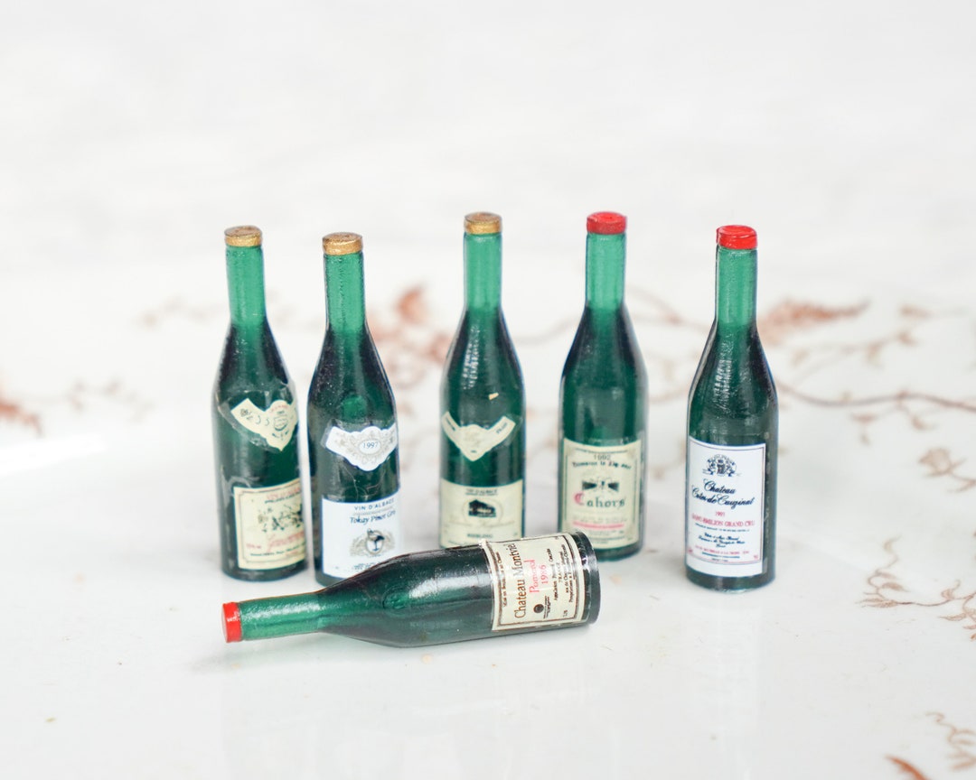 Miniature Wine Bottles - Tiny Dollhouse 1:12 Scale Bottle Minis, 6 Pcs ...