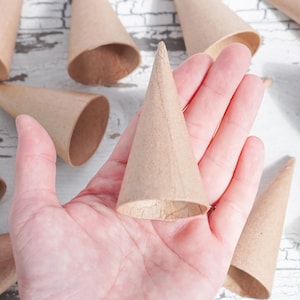 Mini Paper Mache Cones - Small 3 Inch Pressed Cardboard Craft Cones, 12 ...