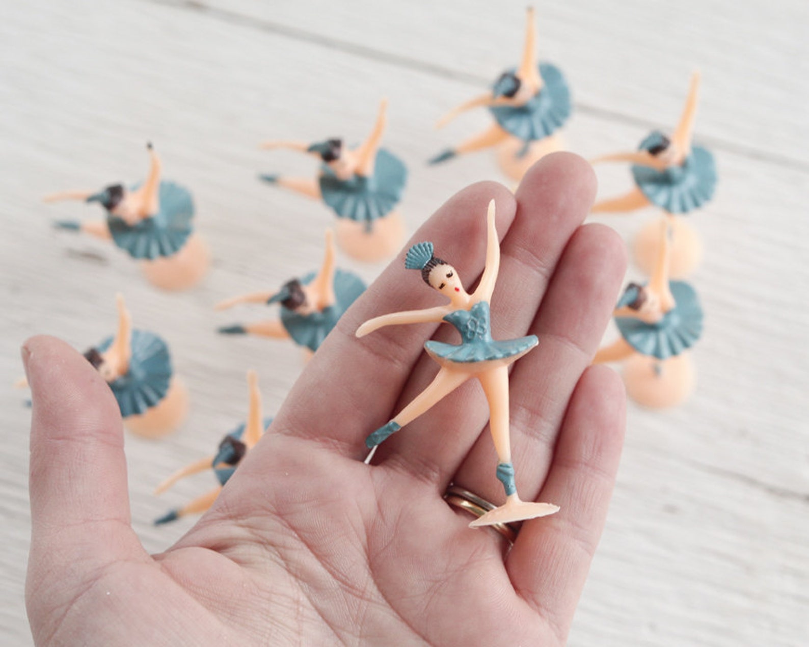 Miniature Ballerina Figures 10 Tiny Blue Ballet Dancer Craft - Etsy