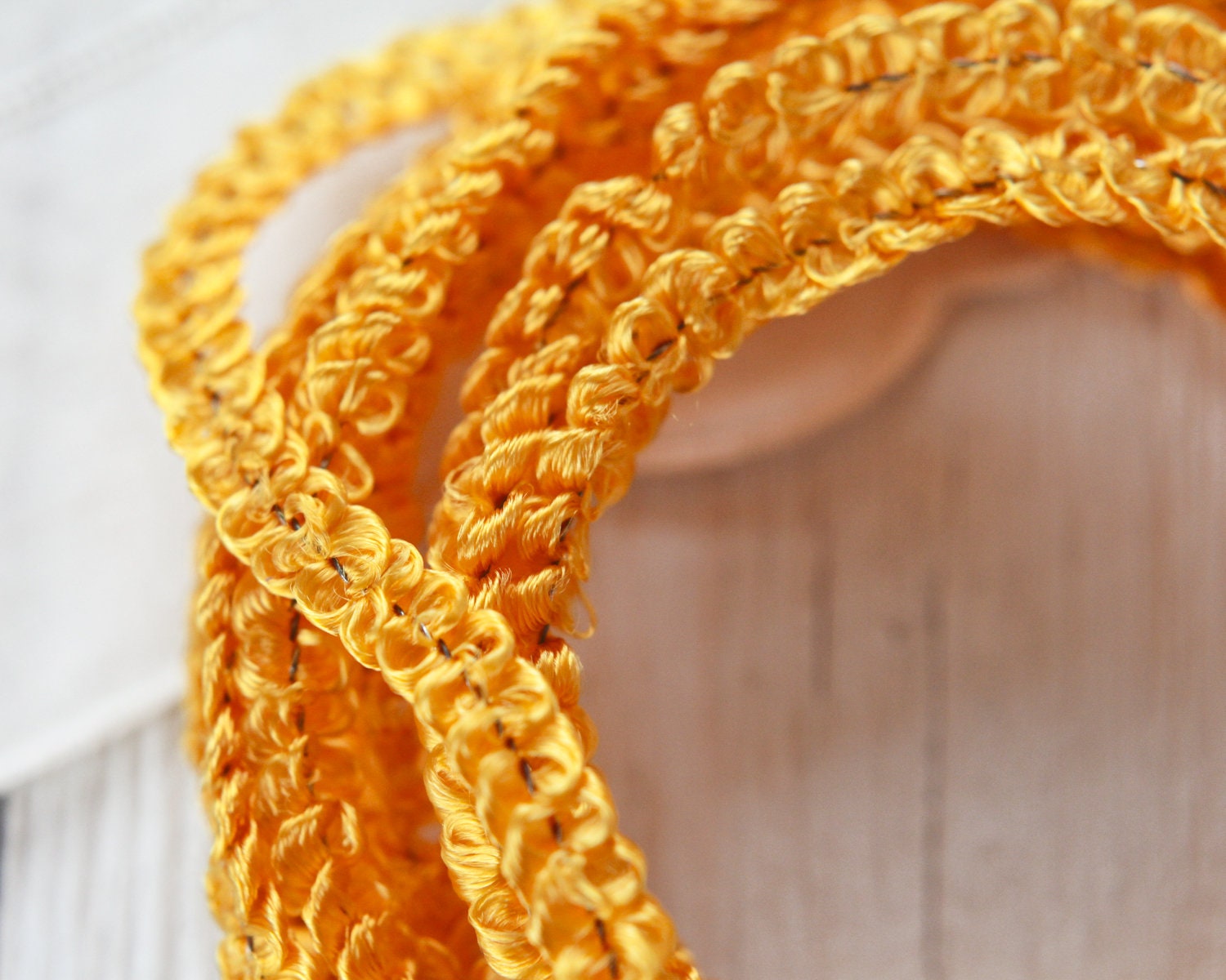 Curly Chenille Vintage Golden Yellow Loopy Angel Hair Wired | Etsy