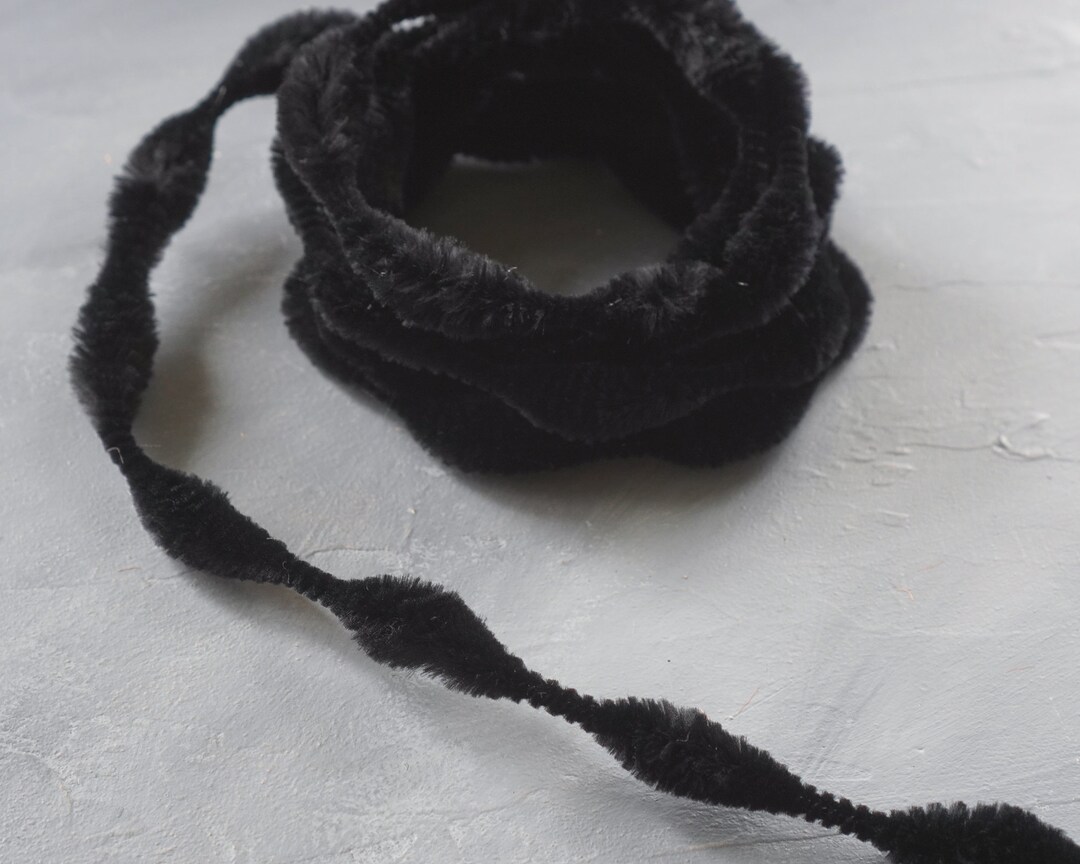 2 Inch Bump Chenille, Black - Short Bump Pipe Cleaner Wired Craft Trim ...