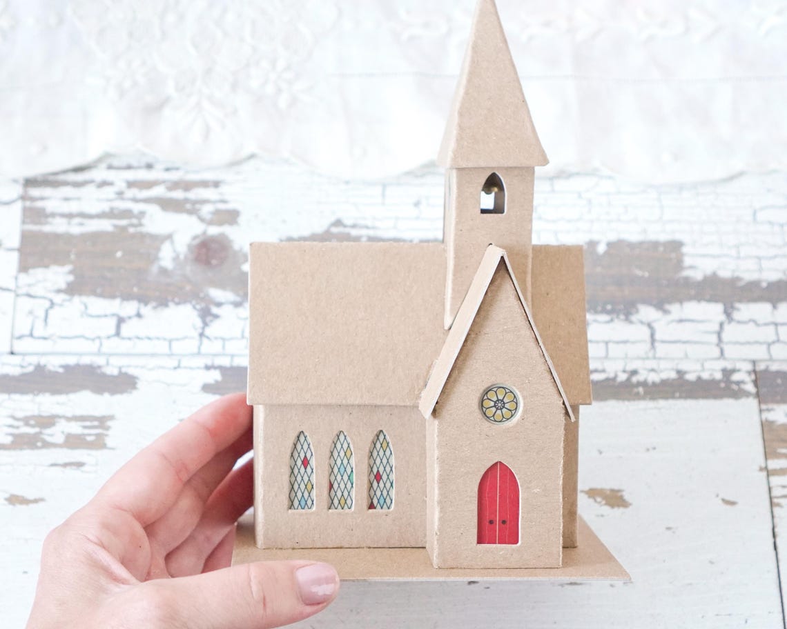 Village Church Kit - DIY Flat Pack Chipboard Christmas Church - Etsy