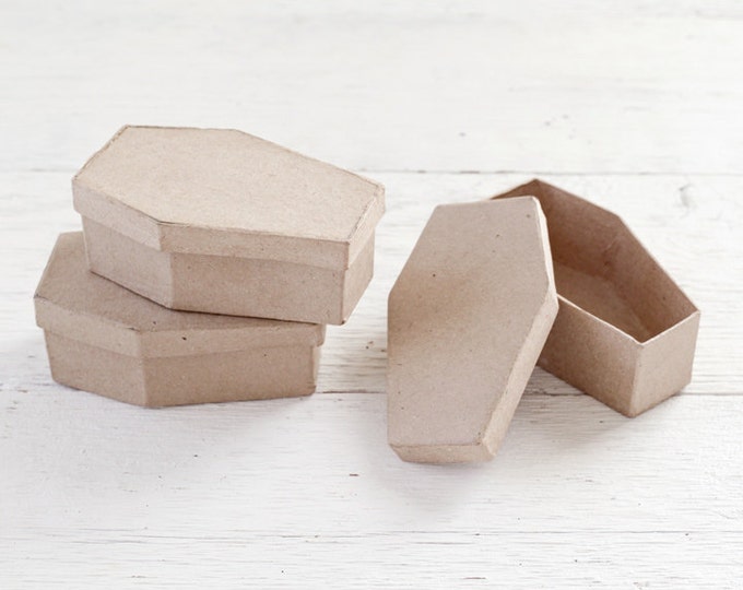 Mini Coffin Boxes - Set of 3 Halloween Paper Mache Cardboard Caskets - Etsy