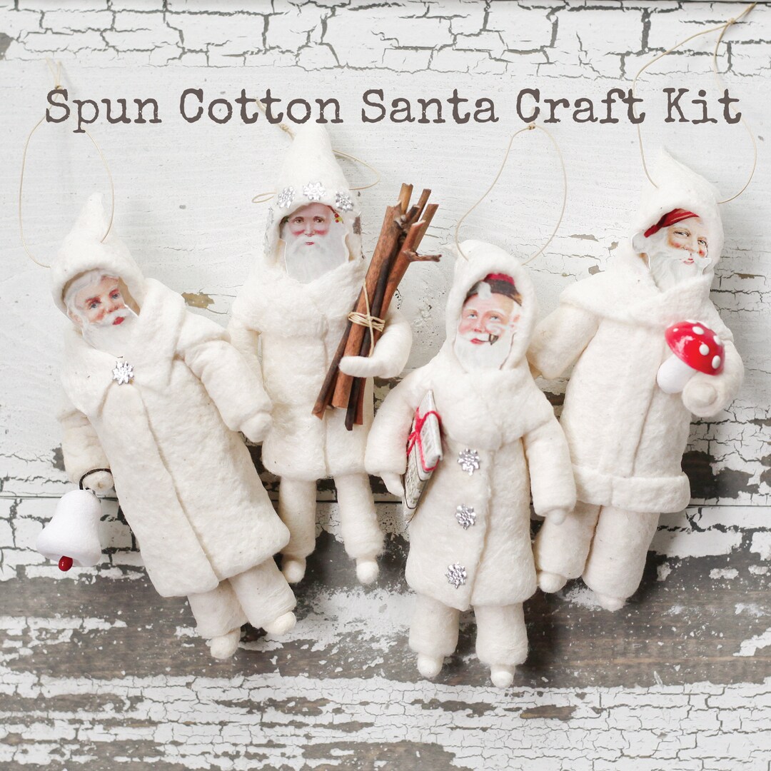 Spun Cotton Santa Kit - Father Christmas Ornament Craft Supply Pack - Etsy