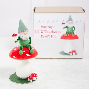 Vintage Elf and Toadstool Craft Kit - DIY Spun Cotton Christmas ...