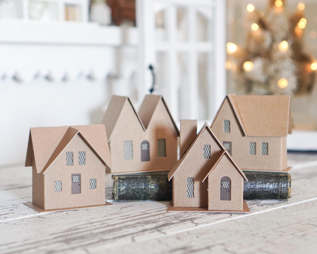 Christmas Village Putz Kit - DIY Flat Pack Vintage Style Chipboard ...