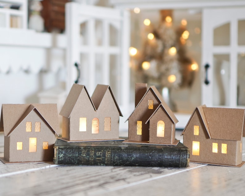 Christmas Village Putz Kit - DIY Flat Pack Vintage Style Chipboard ...