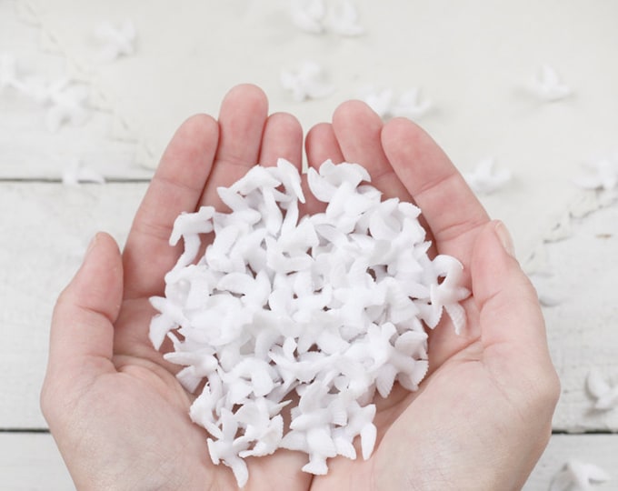 Miniature Plastic Doves - One Gross, 144 Pcs, Tiny White Bird Figurines ...