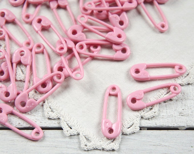 Miniature Diaper Pin Charms - Pink Plastic Baby Shower Embellishments ...