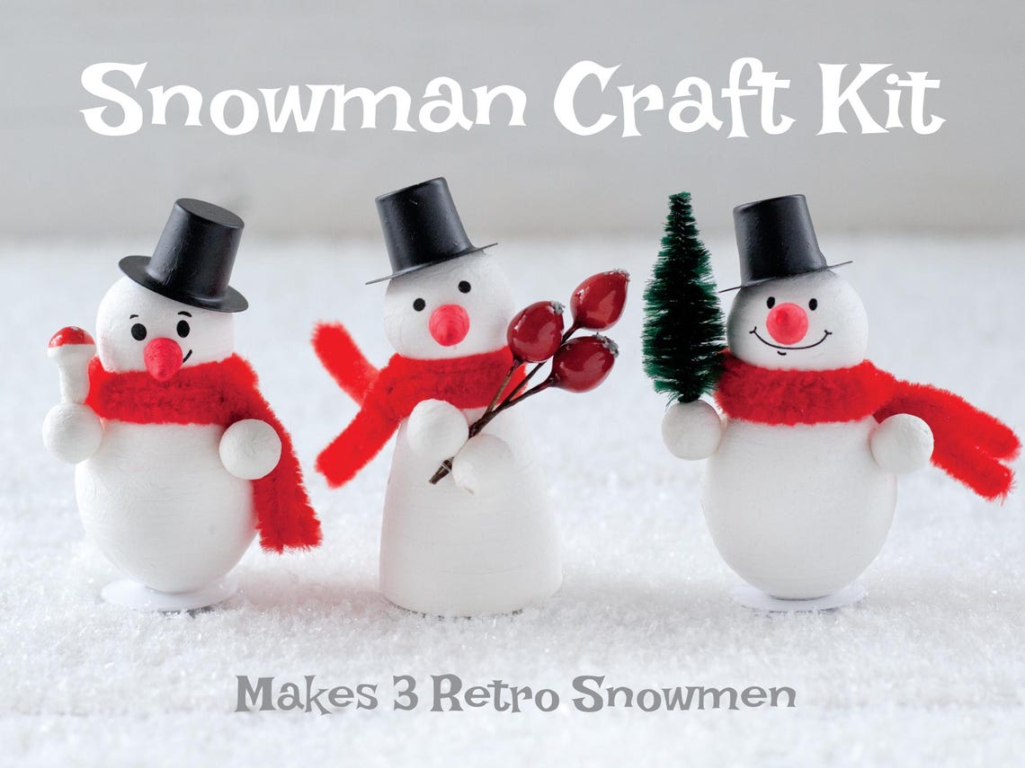 Snowman Craft Kit - DIY Spun Cotton Snowmen Christmas Decorations - Etsy