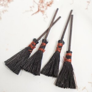 Miniature Witch Brooms - 4 Small Black Sisal Mini Halloween Hearth ...