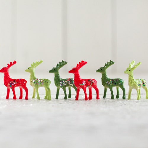 Reindeer Figurines 6 Miniature Plastic Deer for Crafts | Etsy
