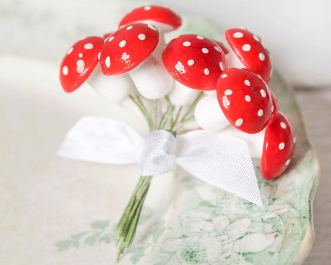 Spun Cotton Mushrooms - 18mm Red Fairy Tale Toadstools, 12 Pcs. - Etsy