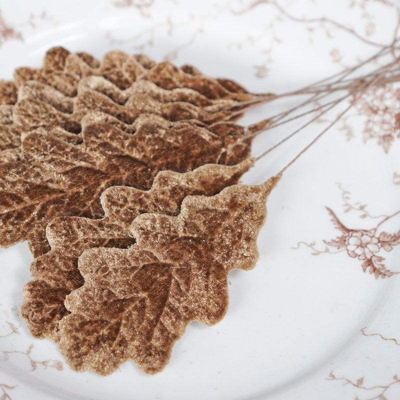 Vintage Brown Velvet Leaves - Etsy