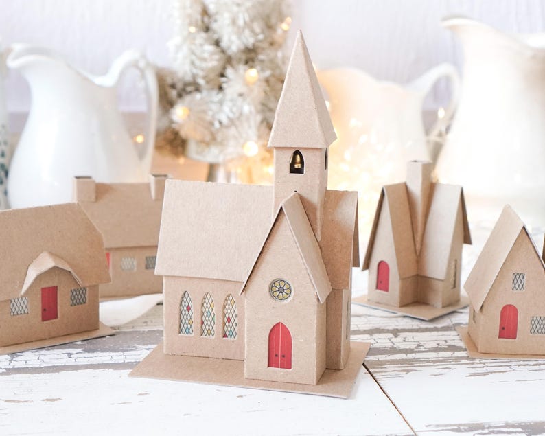 Village Church Kit - DIY Flat Pack Chipboard Christmas Church - Etsy