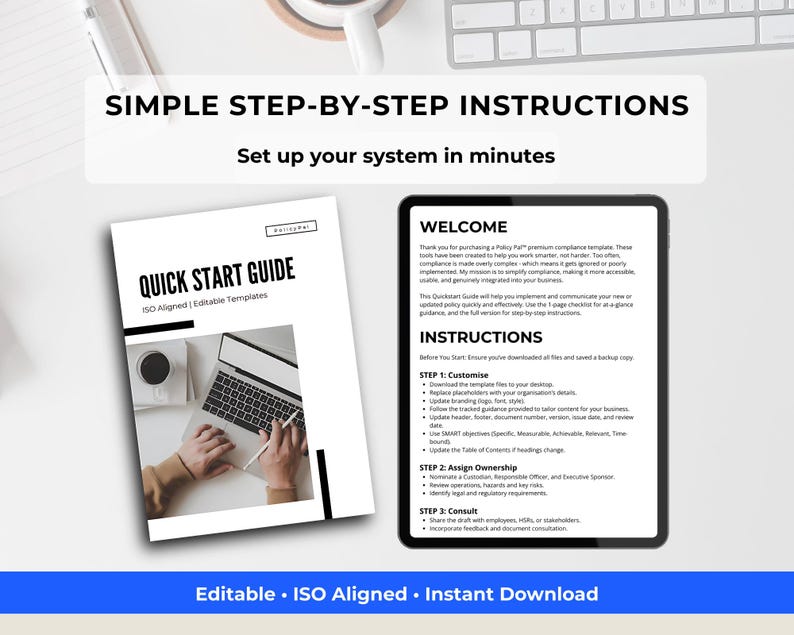 ISO 9001 Quality Policy Template & SMART Objectives Register - Etsy