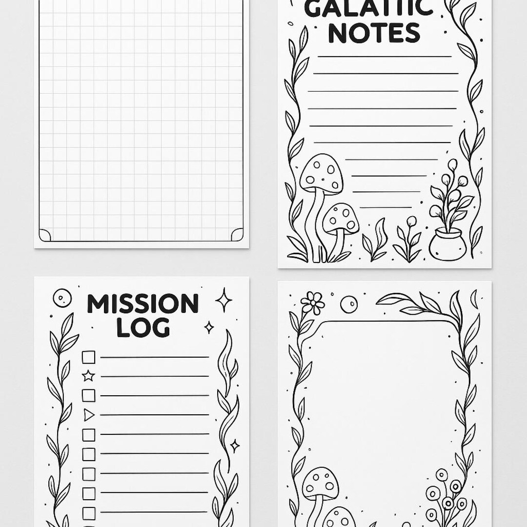 Alien Printable Bundle – 4 Sci-fi Note Pages - Etsy