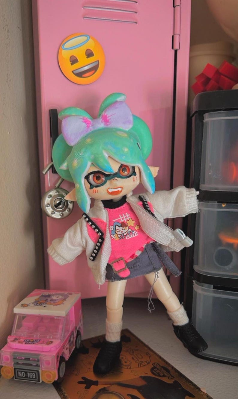 Custom Bjd Splatoon Inspired Doll Figure Handpainted Ob11 Doll, Gsc ...