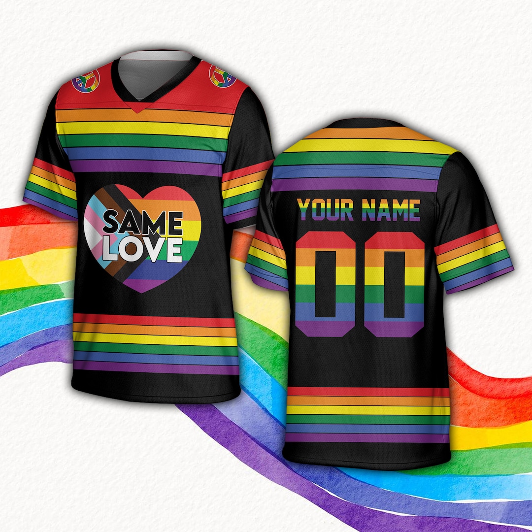 Custom LGBTQ Pride Month Football Jersey Personalized LGBTQ Lesbian Gay ...