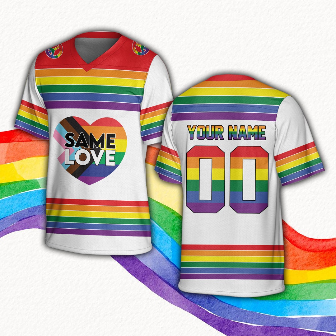 Custom LGBTQ Pride Month Football Jersey Personalized LGBTQ Lesbian Gay ...