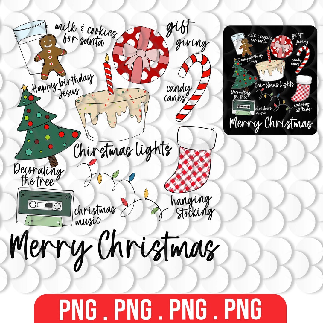 Merry Christmas PNG for Sublimation Favorite Christmas Things Shirt ...