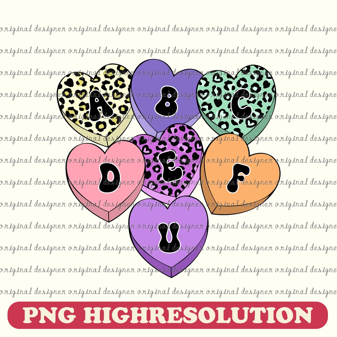 Valentines Conversation Hearts PNG, ABCDEFU Png, Retro Valentine Design ...