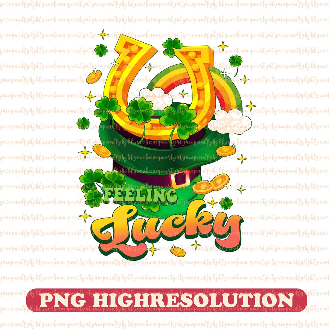 Feeling Lucky St Patricks Day PNG for Sublimation Retro Pot of Gold ...