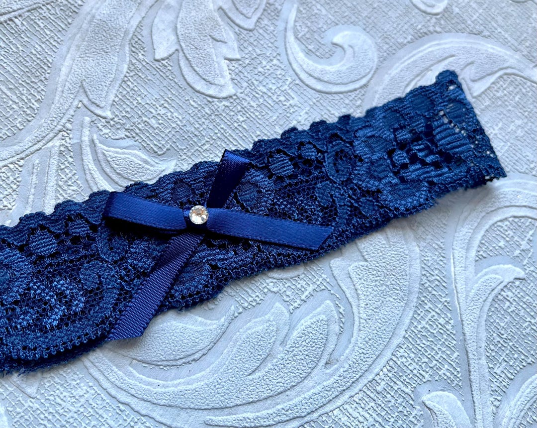 Navy Blue Toss Garter, Navy Blue Garter, Lace Garter, Bridal Garter ...