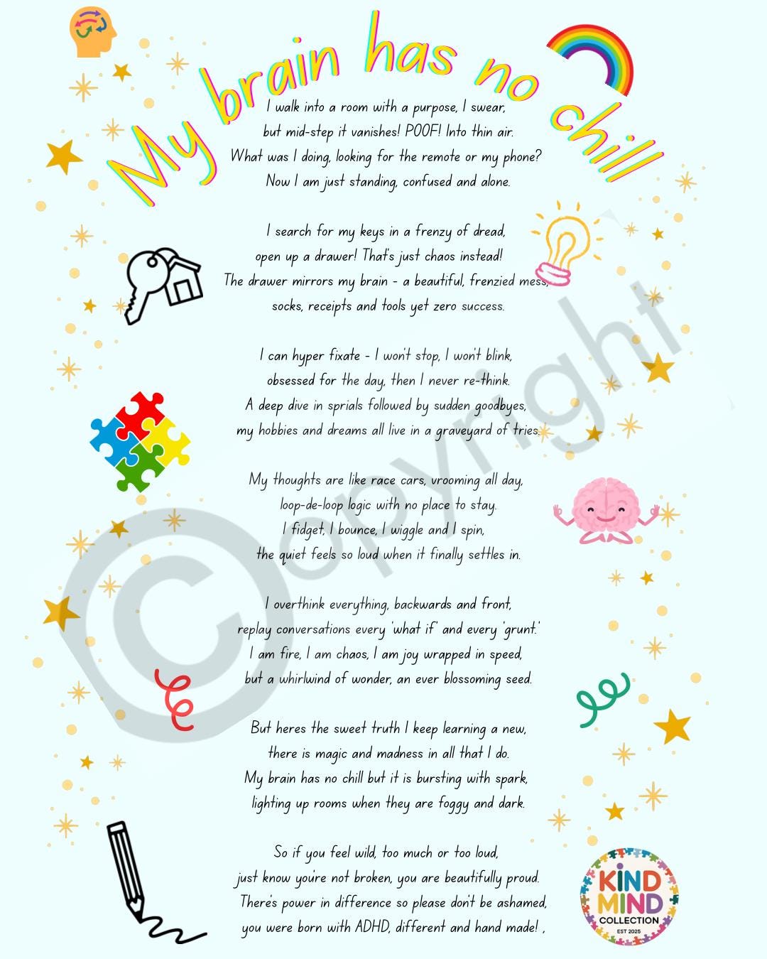 ADHD Poem - Empowering, Honest and Relatable Digital Print ...