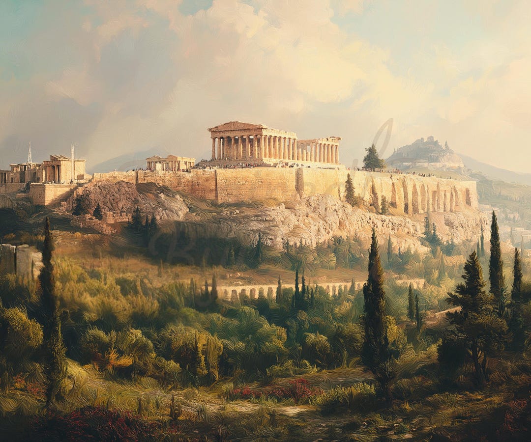 The Acropolis of Athens – Ancient Greece Parthenon Landscape Print ...