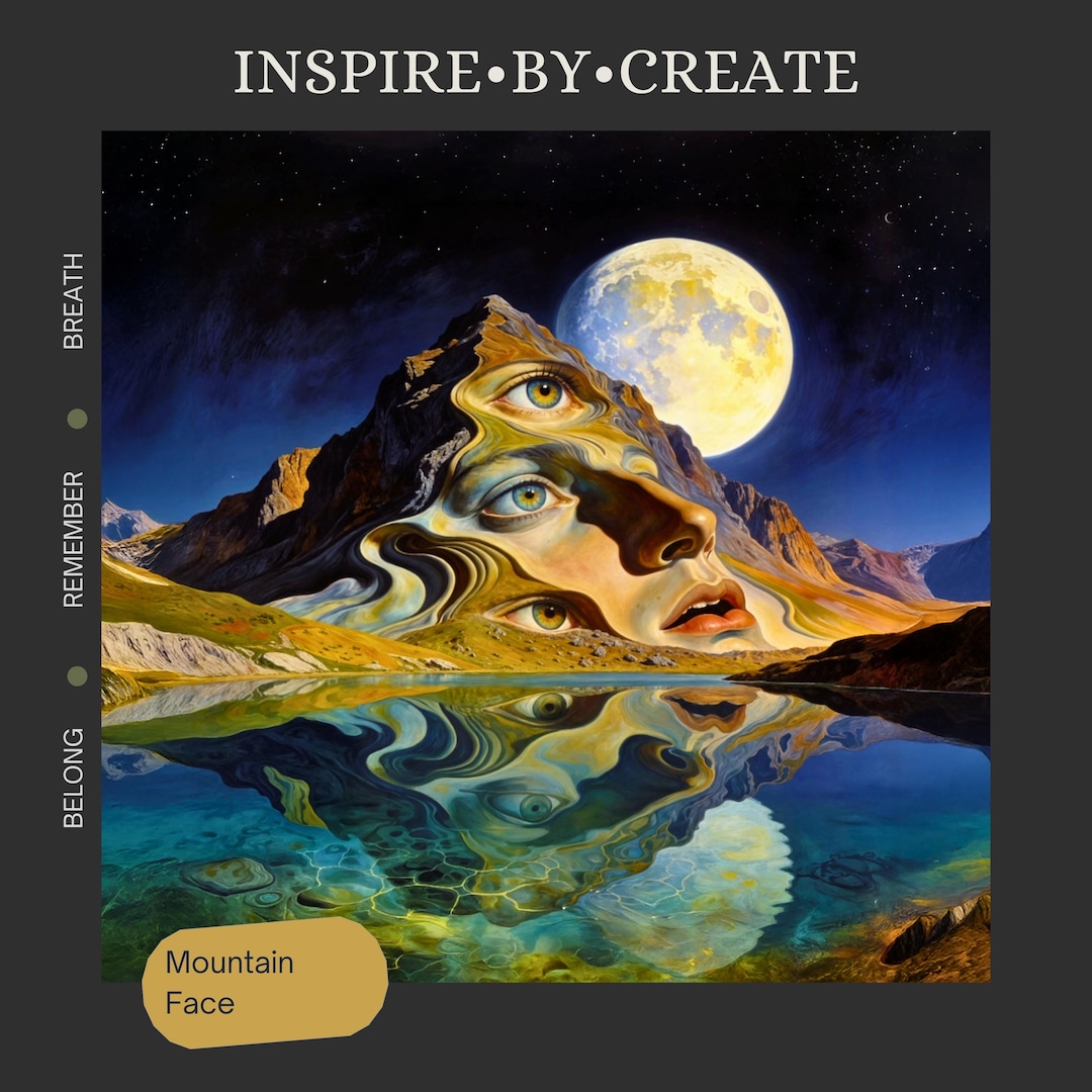 Mountain Face – Mythic Surreal Moon Goddess Art, Earth Spirit Wall ...
