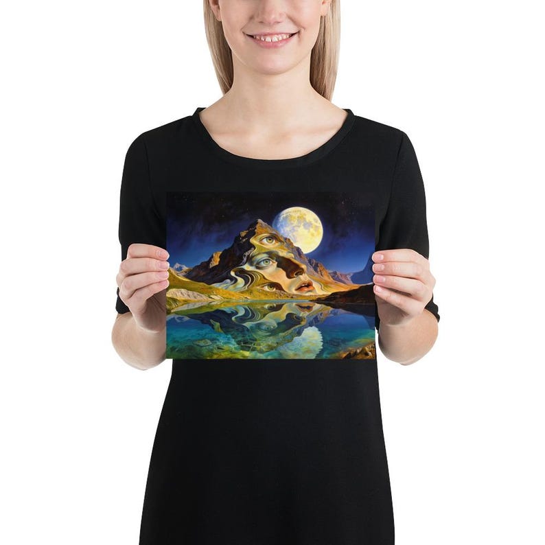 Mountain Face – Mythic Surreal Moon Goddess Art, Earth Spirit Wall ...