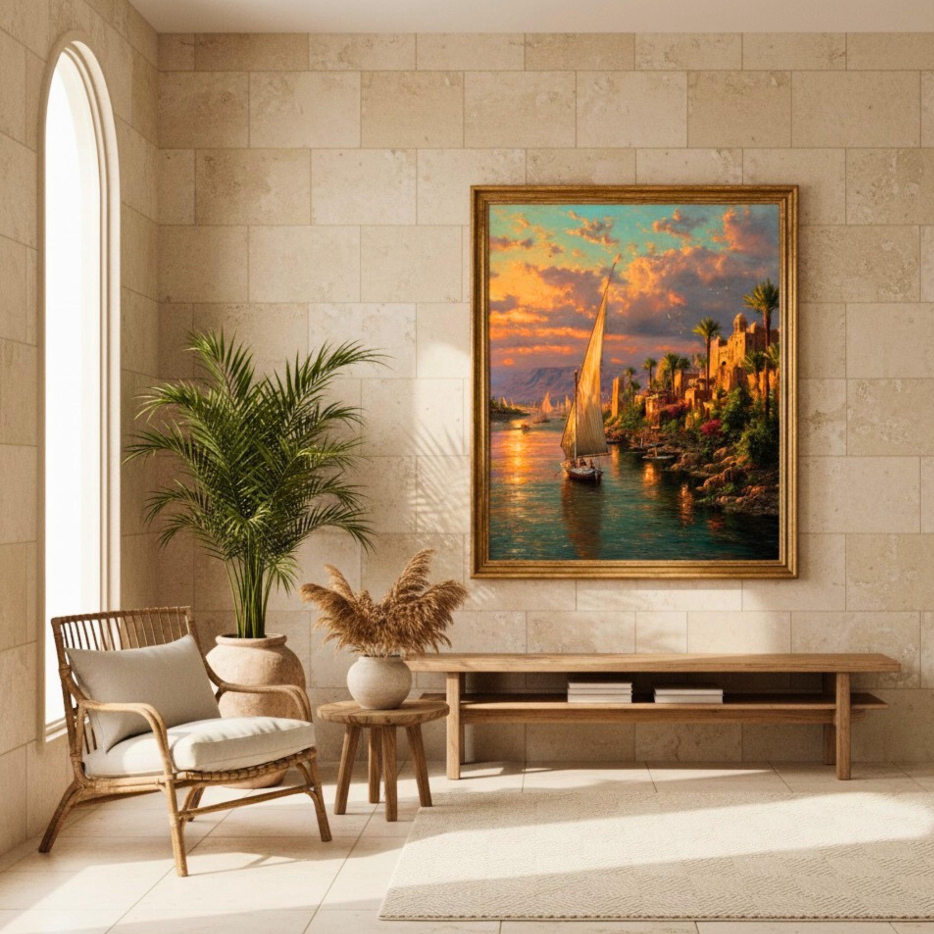 Journey Through Egypt – Sunset Over the Nile Art Print | Egyptian ...