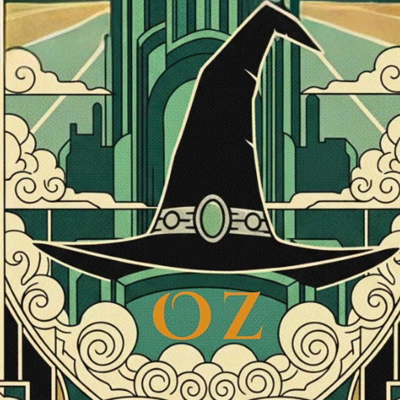 Emerald City Wall Art | Wizard of Oz Inspired Print, Art Deco Witch Hat ...