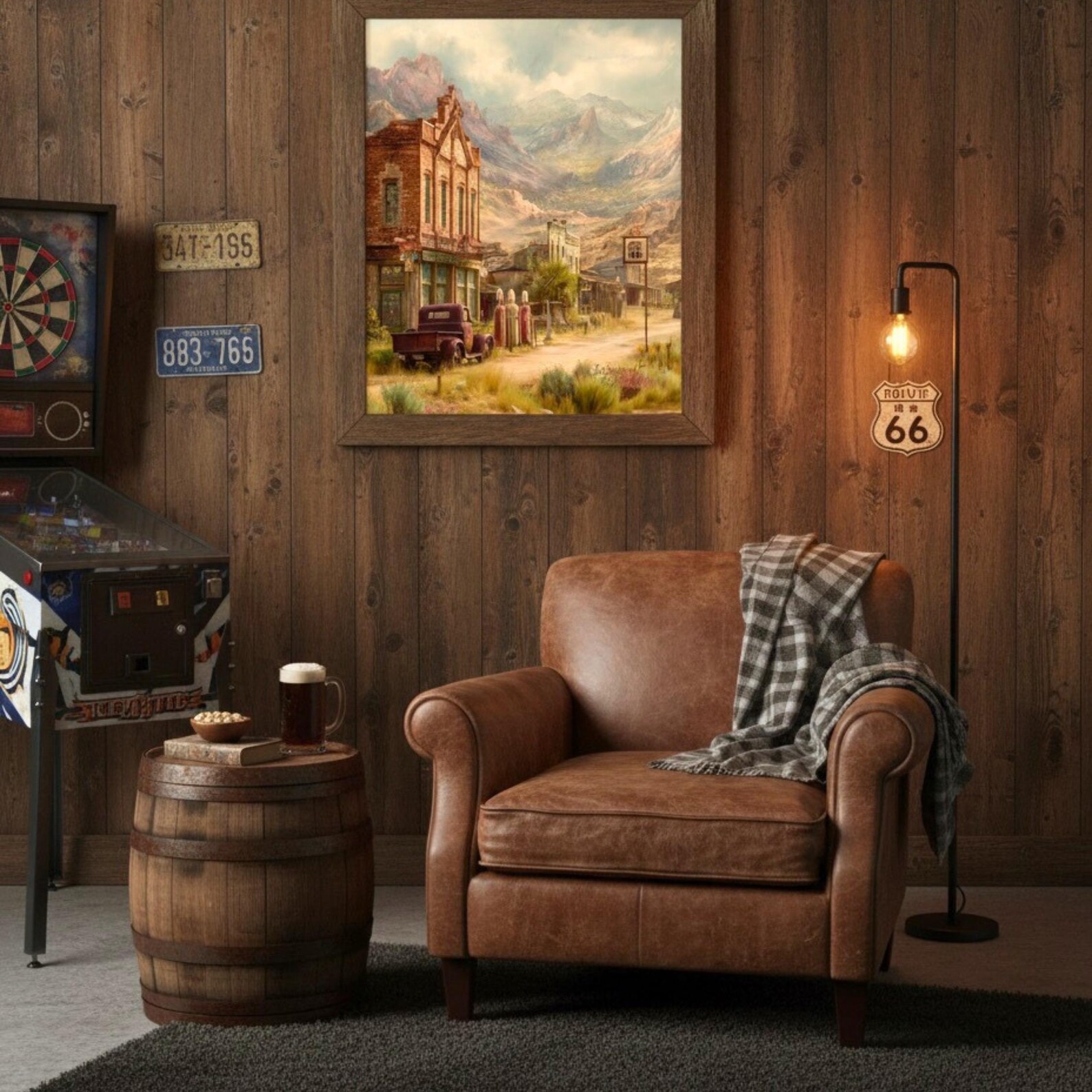 Route 66 Desert Town – Vintage Western Americana Art Print | Rustic ...