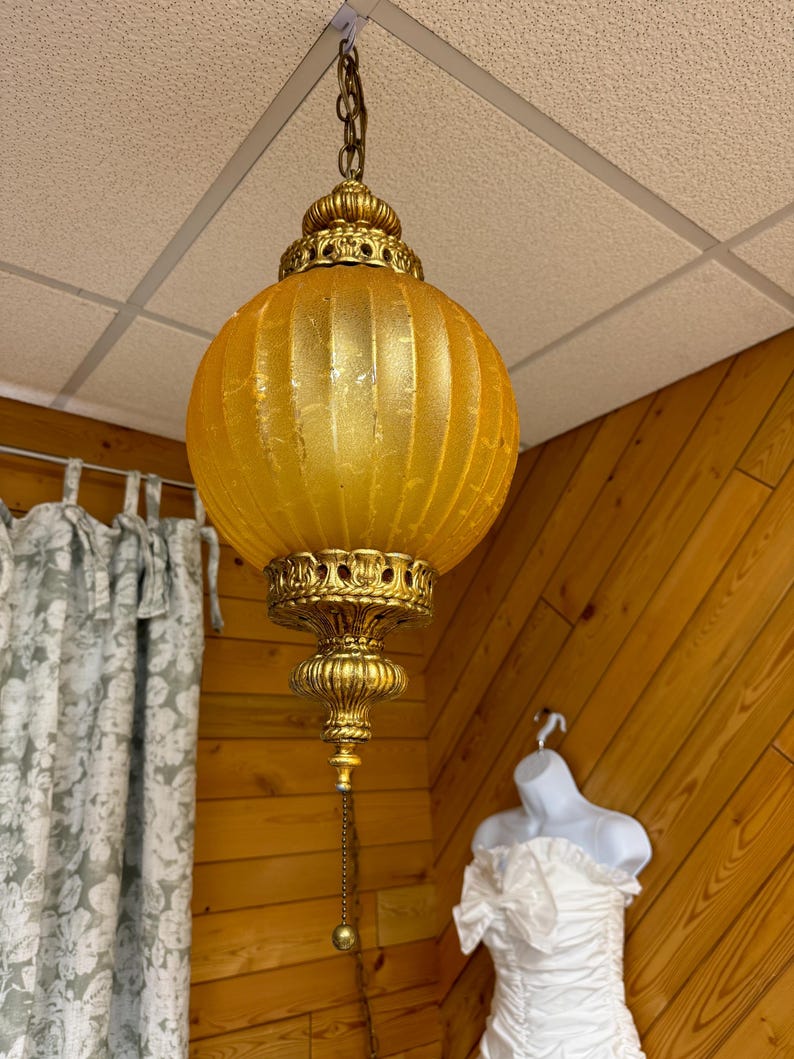 Swag Lamp, Vintage 1960s 1970s MCM, Amber Colored - Etsy