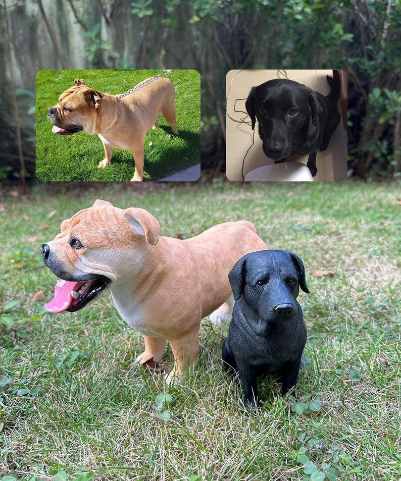 Handmade Clay Dog Memorial - Custom Pet Portrait Sculpture for Garden ...
