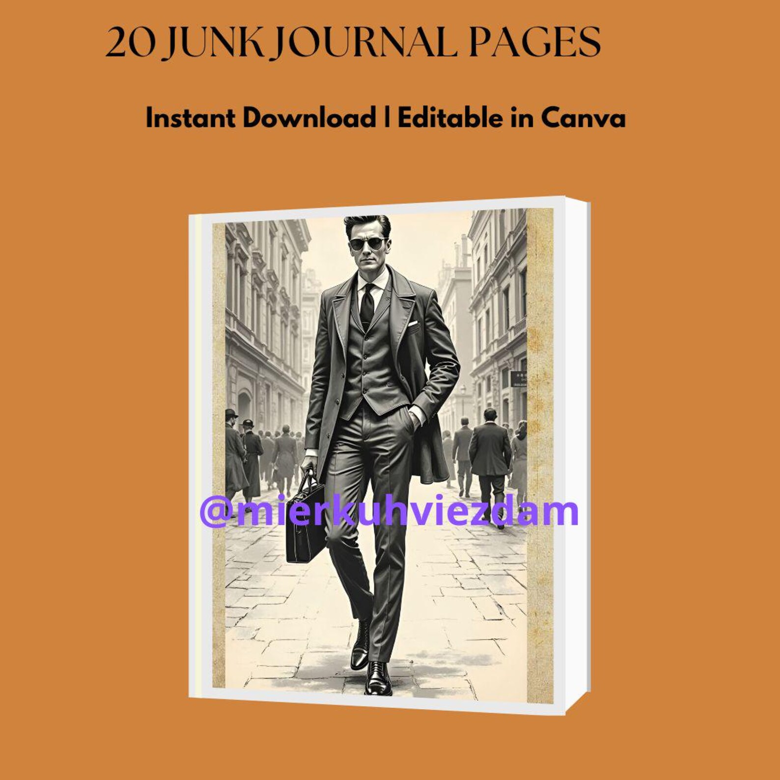 Vintage Retro Man Junk Journal Pages Masculine Printable Junk Journal ...