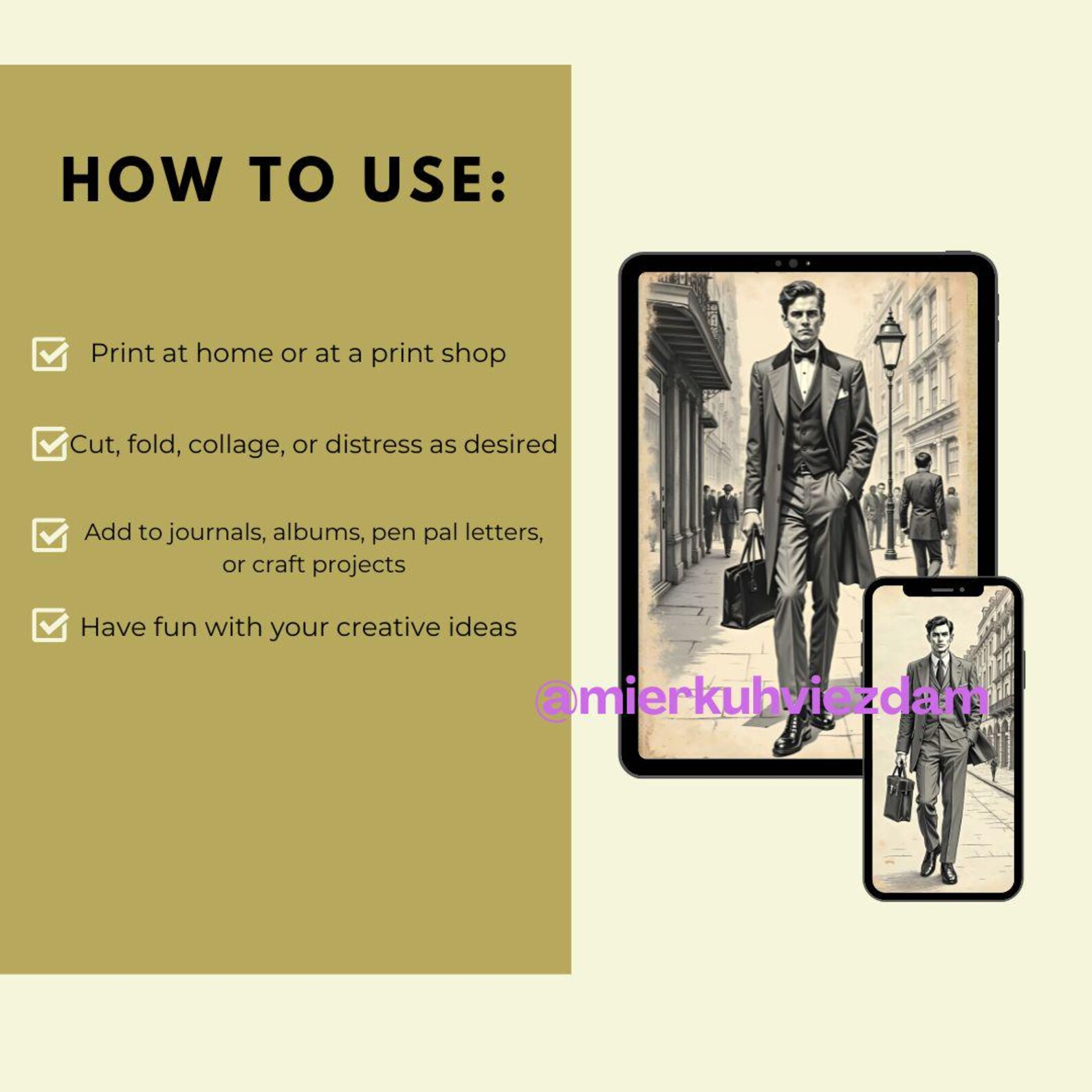 Vintage Retro Man Junk Journal Pages Masculine Printable Junk Journal ...