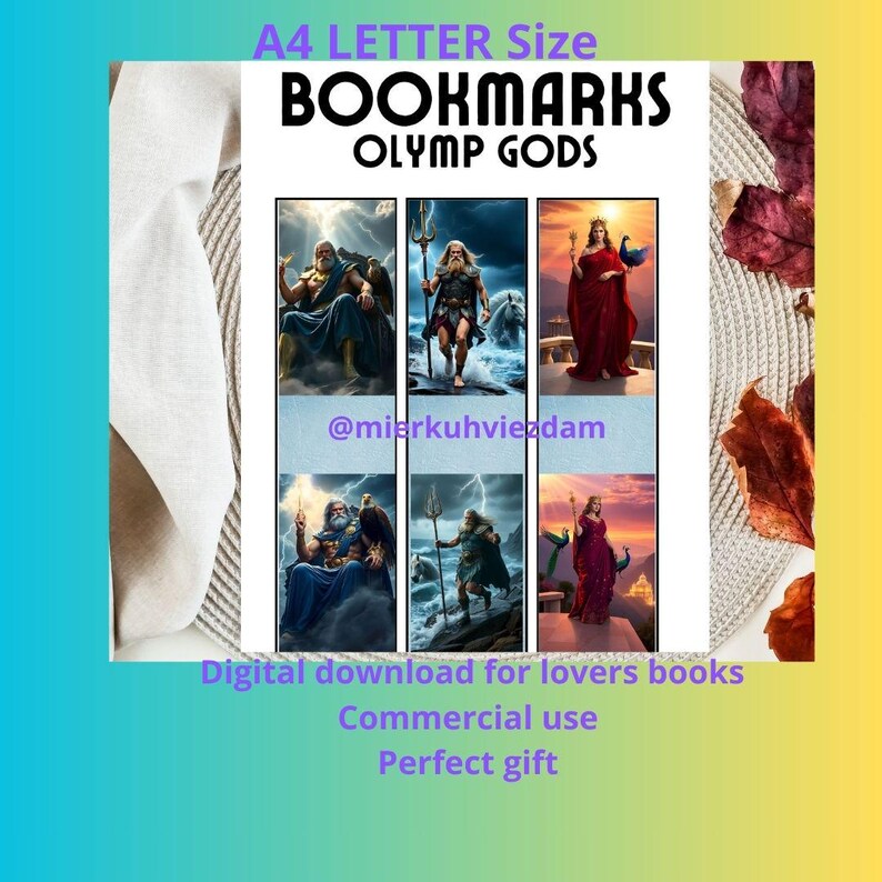Greek Mythology Bookmarks: Olympian Gods Set (digital Download) - Etsy