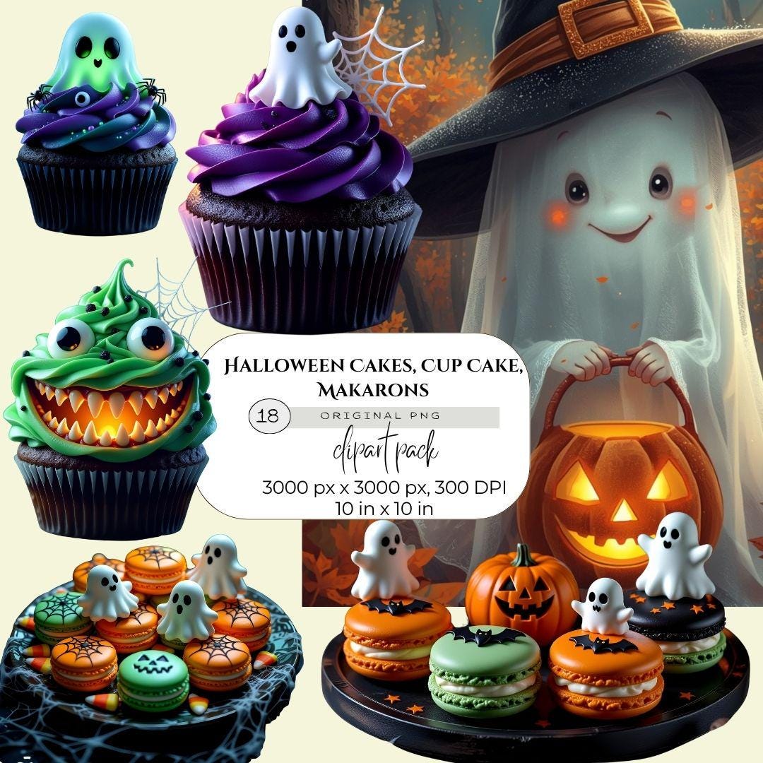 Spooky Halloween Cakes PNG Cupcakes & Macarons Clipart Transparent ...