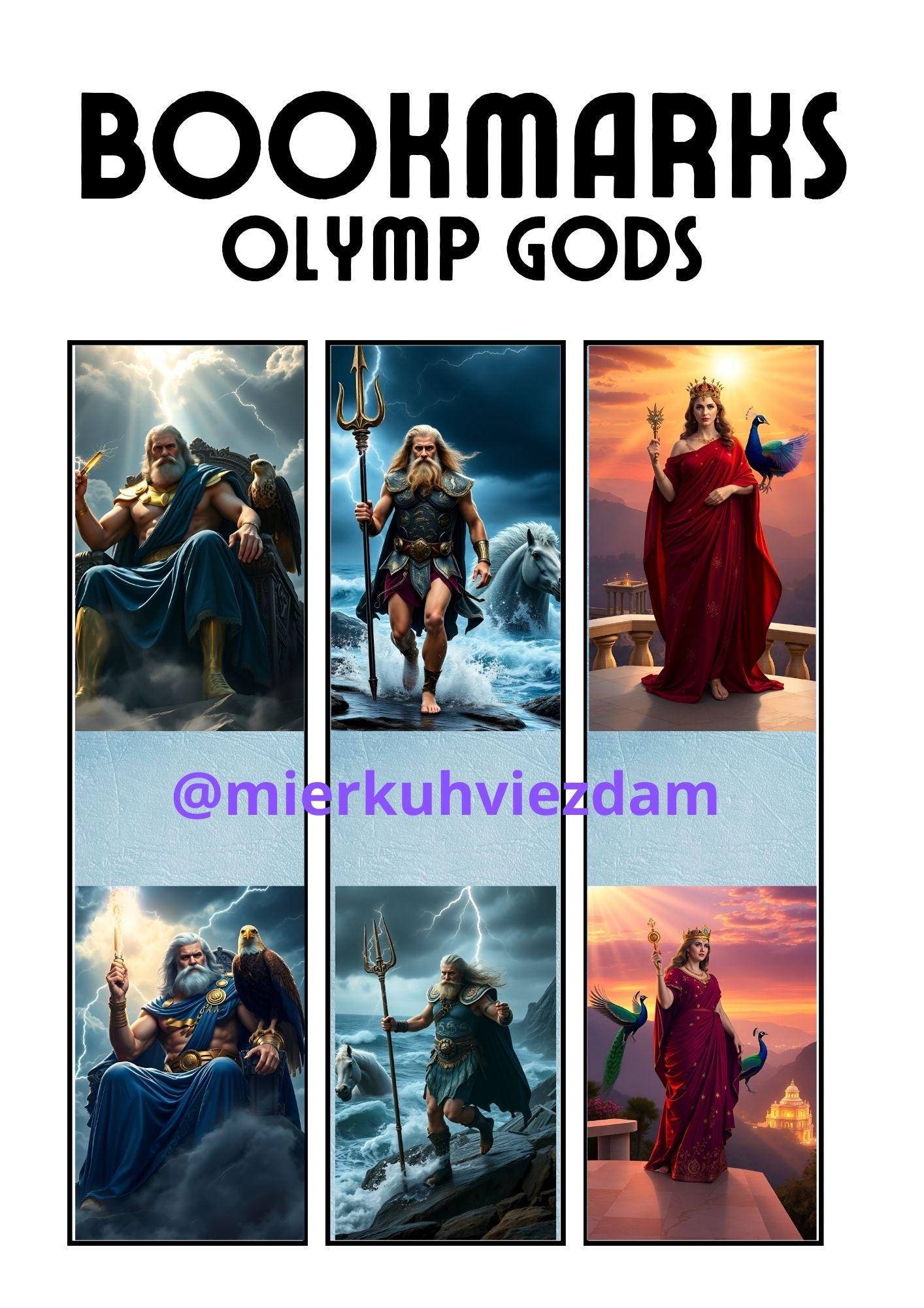Greek Mythology Bookmarks: Olympian Gods Set (digital Download) - Etsy