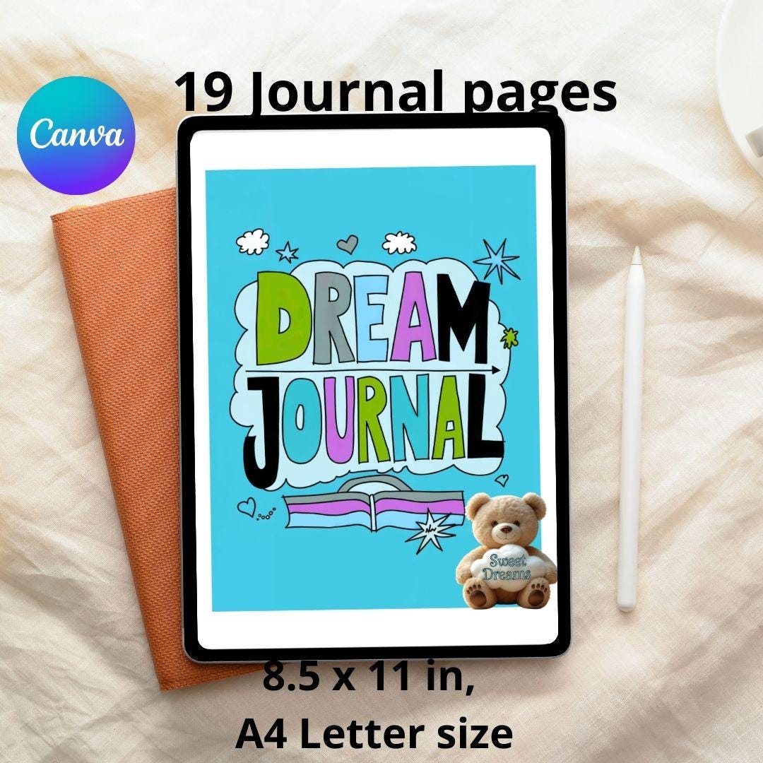 Printable Dream Journal: Sleep Log Book, Dream Tracker (PDF Download ...