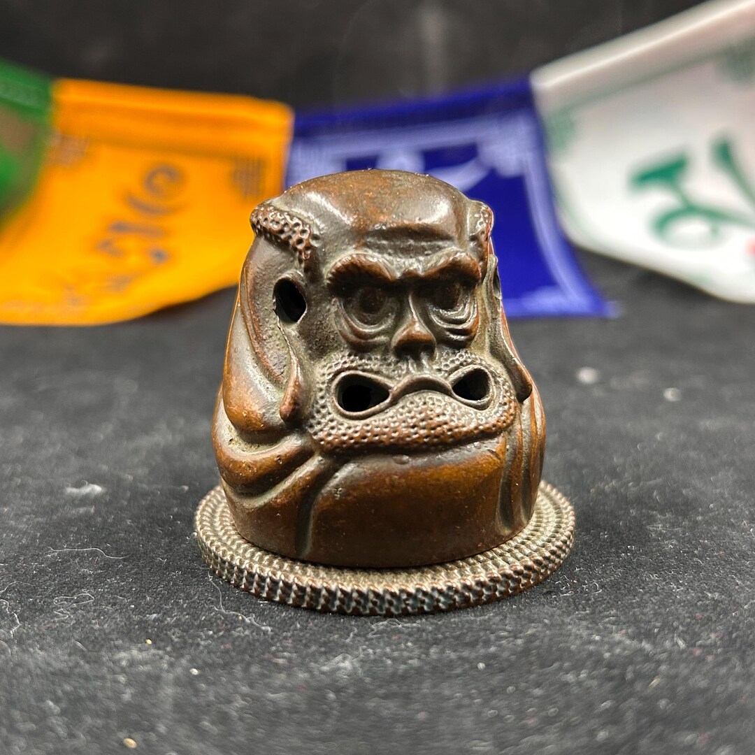 Vintage Copper Arhat Incense Holder Bodhidharma Figure Hollow Aroma Zen ...