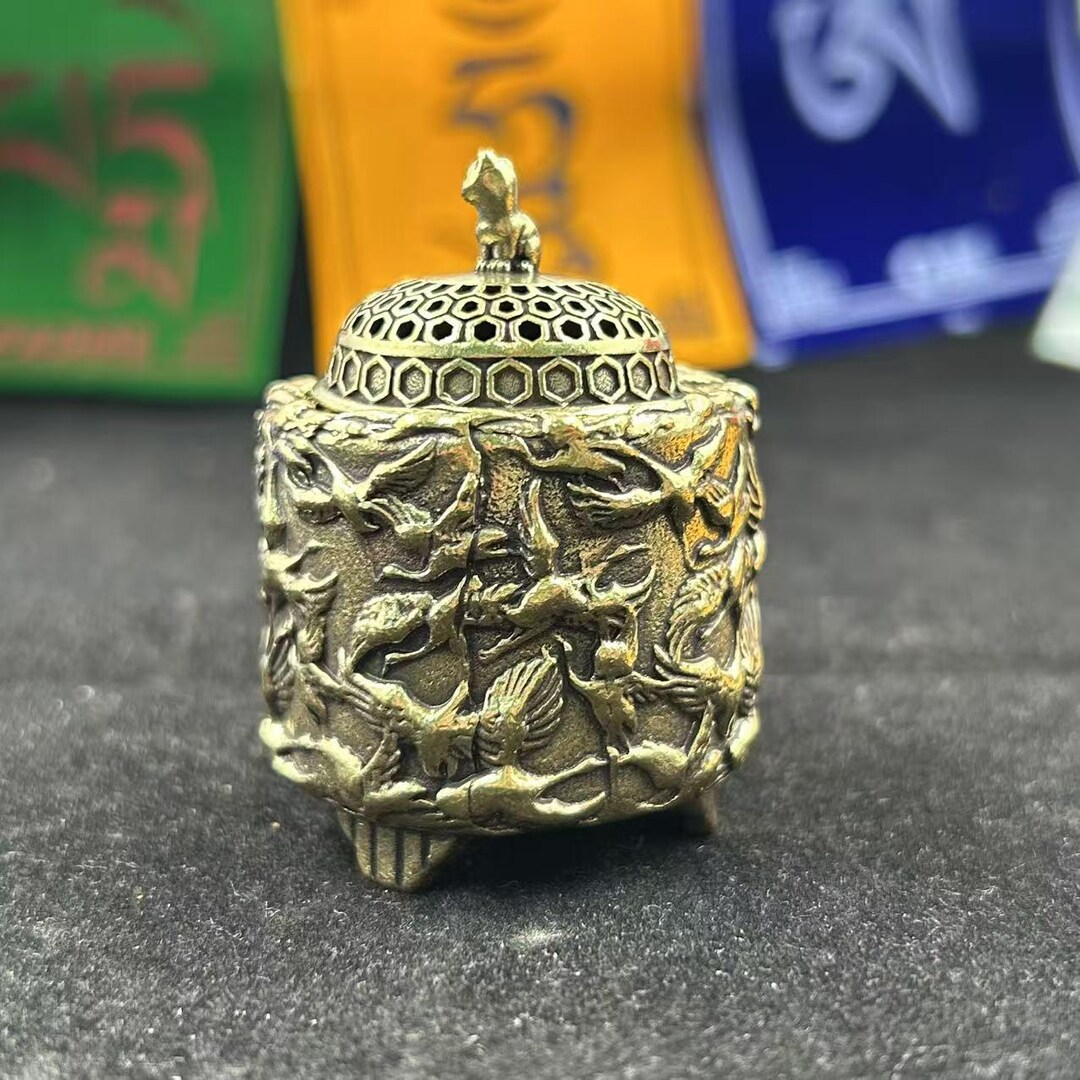 Antiqued Bronze Incense Burner, Tibet Temple Censer With Tripod - Etsy