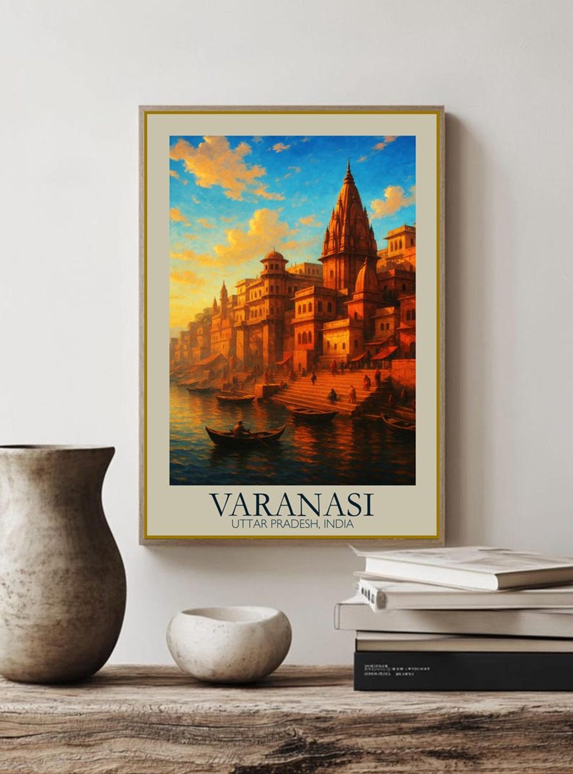 Varanasi India Travel Poster – Vintage Ganges River Art (digital ...