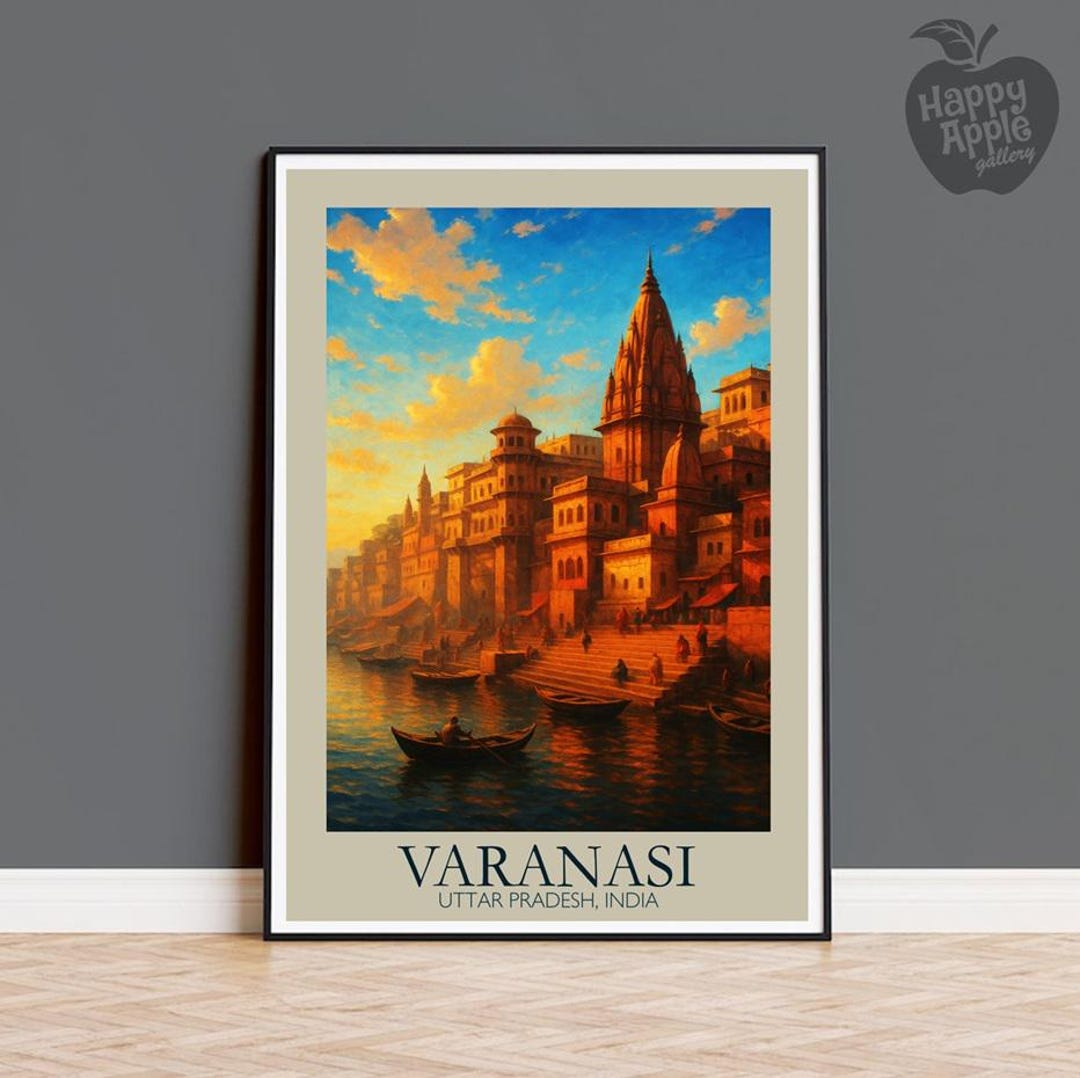 Varanasi India Travel Poster – Vintage Ganges River Art (digital ...