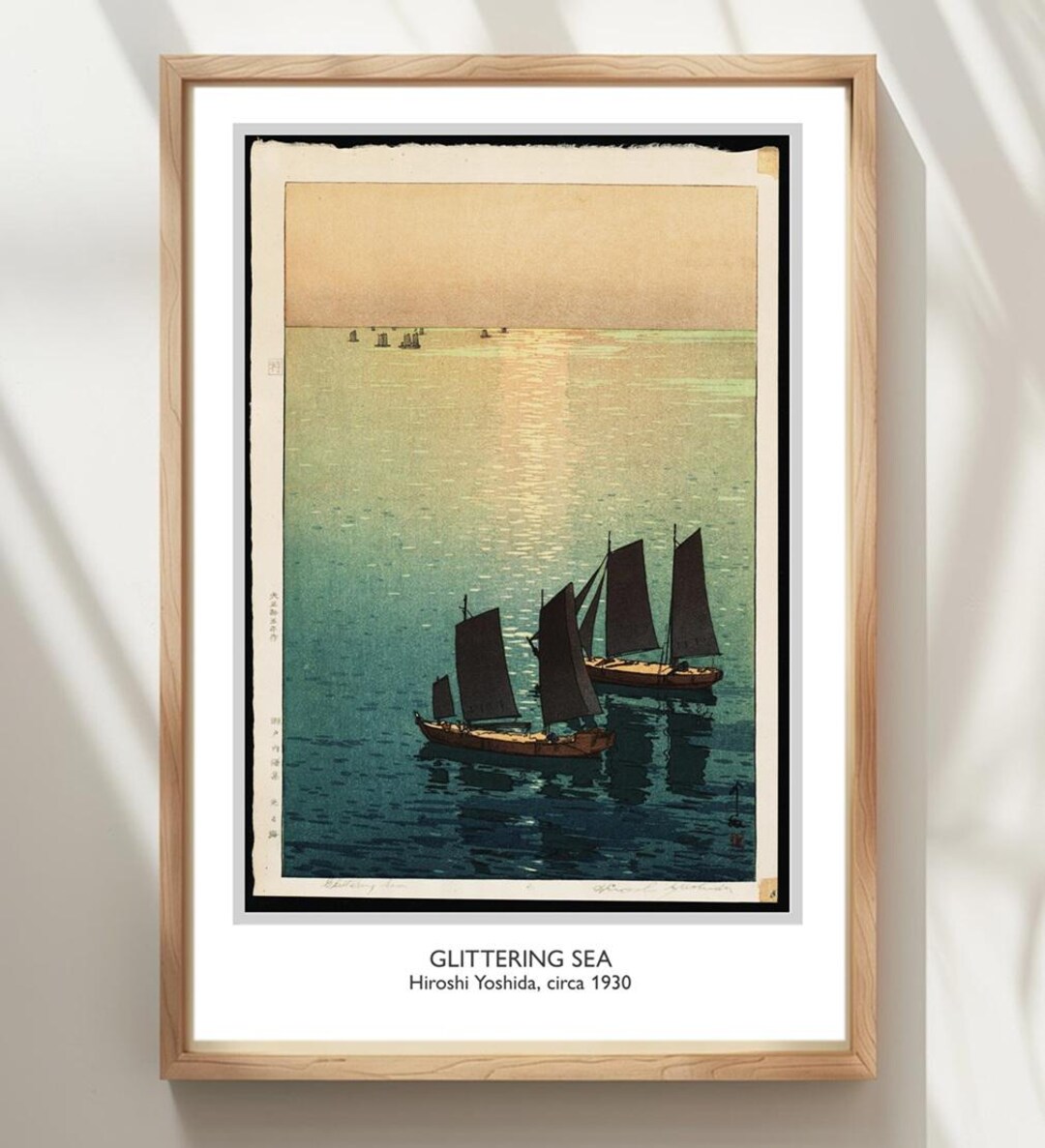 Japanese Woodblock Print, Glittering Sea by Hiroshi Yoshida, Vintage ...